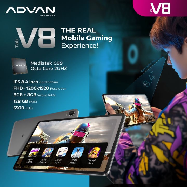 ADVAN Tab V8 Gaming Mediatek Helio G99 (8+8GB/128GB) IPS WUXGA FHD+ ...