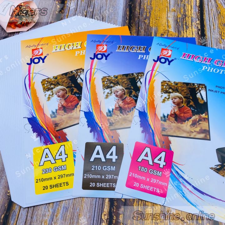 JOY High Glossy Photo Paper 20's (180gsm,210gsm,230gsm) | Lazada PH