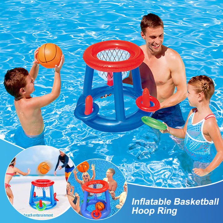 Fancy Inflatable Basketball Hoop Ring Toss Pool Game Set Portable ...