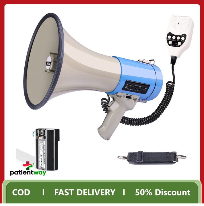 Megaphone Speaker with Rechargeable Battery, USB port and Siren Public ...