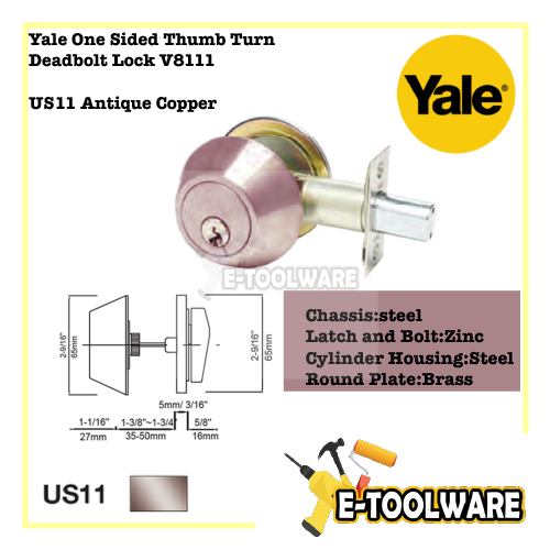 Yale One Sided Thumb Turn Deadbolt Lock V8111 | Lazada