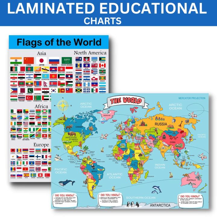 Laminated Flags of the World, World Map, Philippine Map, NCR Map ...