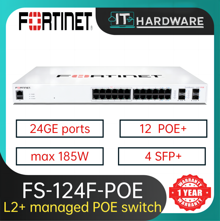 FS-124F-POE Fortinet FortiGate L2+ managed POE switch with 24GE ports ...