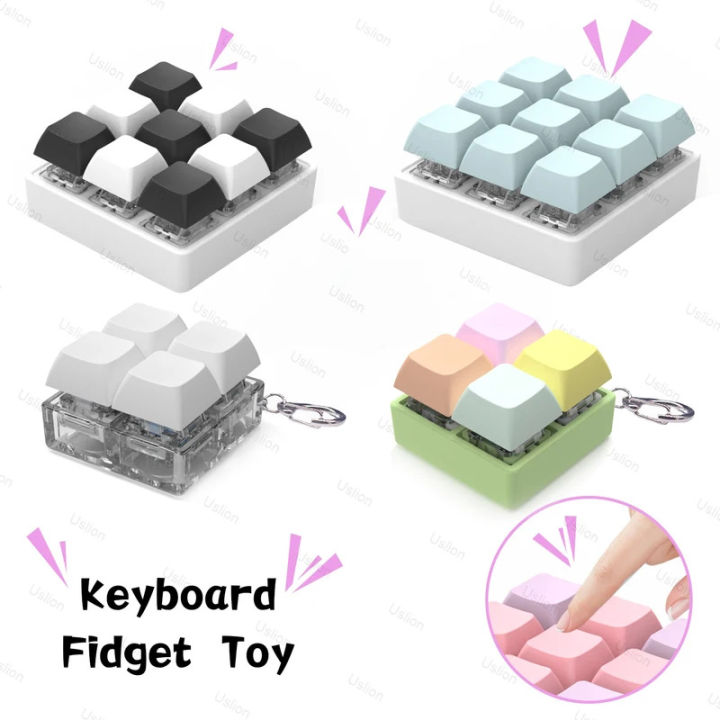 4/9 Keys Square-Shaped Keyboard Keycaps Fidget Toy Party Stress Relief ...