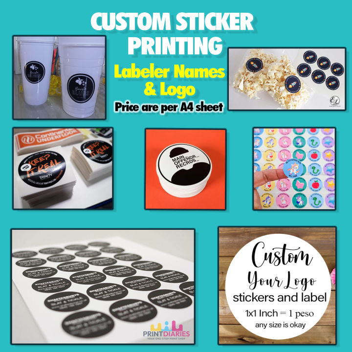 Customized Sticker Labels (per A4 sheet), Labeler Names Brand Logo ...