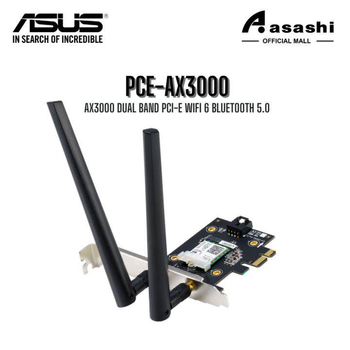 Asus PCE-AX3000 AX3000 Dual Band PCI-E WiFi 6 (802.11ax), Bluetooth 5.0 ...
