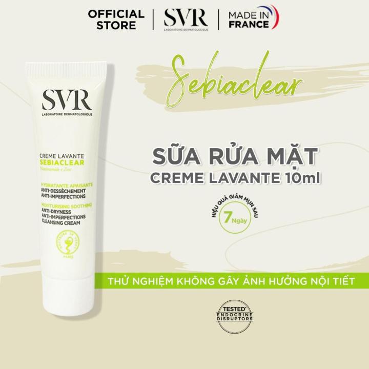 Sữa rửa mặt dạng sữa SVR SEBIACLEAR CREME LAVANTE 10ml mang lại sự thoải mái và dưỡng ẩm hàng ...