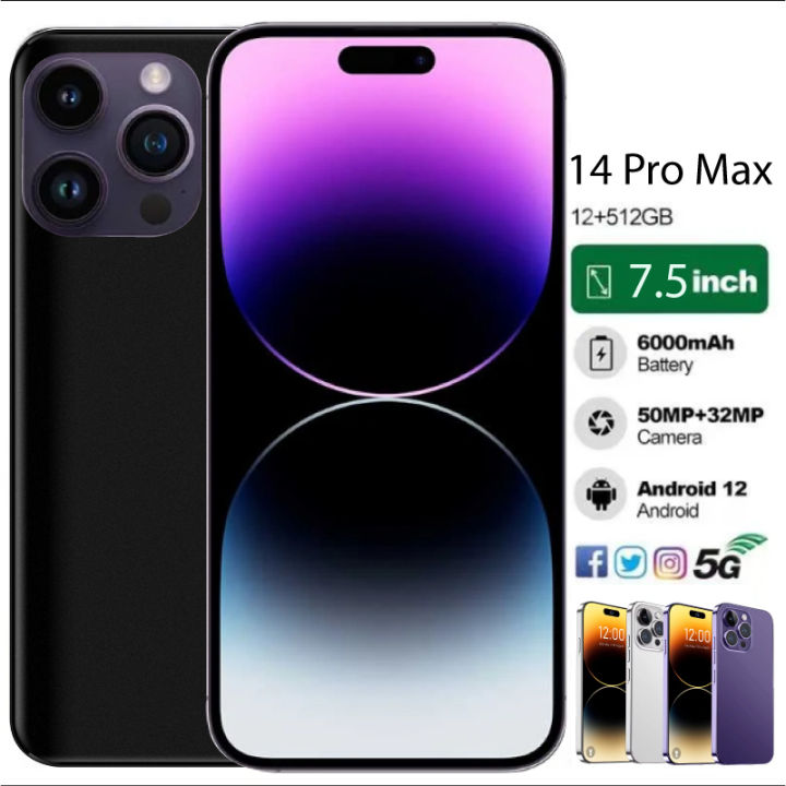 【รับประกัน 1 ปี🤩🤩🤩】ส่งฟรี 14 ProMax โทรคัพท์มือถือ 5G 7.5 นิ้ว เต็มหน้า ...