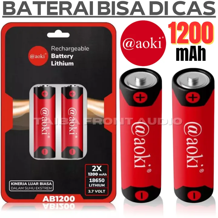 2pcs Battery Baterai 18650 3.7V 2000/1200 Mah bisa isi / Cas Ulang ...