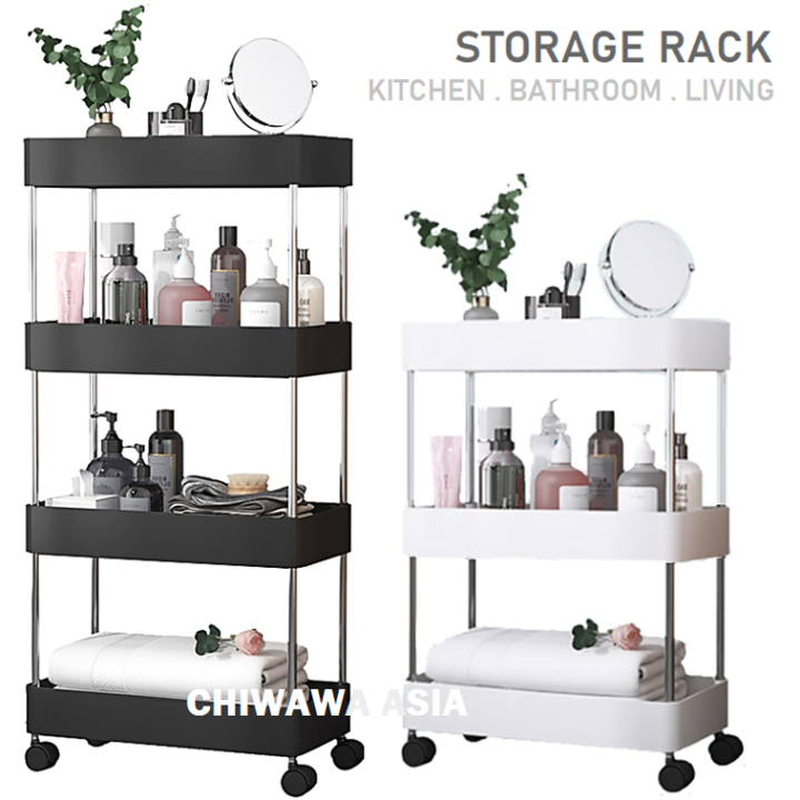 Tier Layer Plastic Storage Rack Kitchen Living Trolley Shelf Bathroom ...