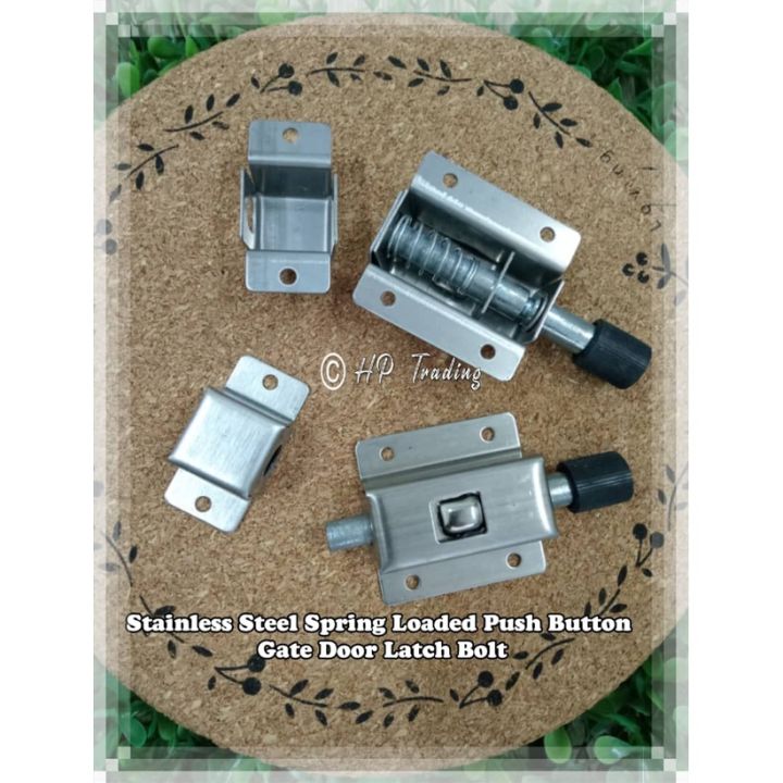 Stainless Steel Spring Loaded Push Button Gate Door Latch Bolt Lock ...
