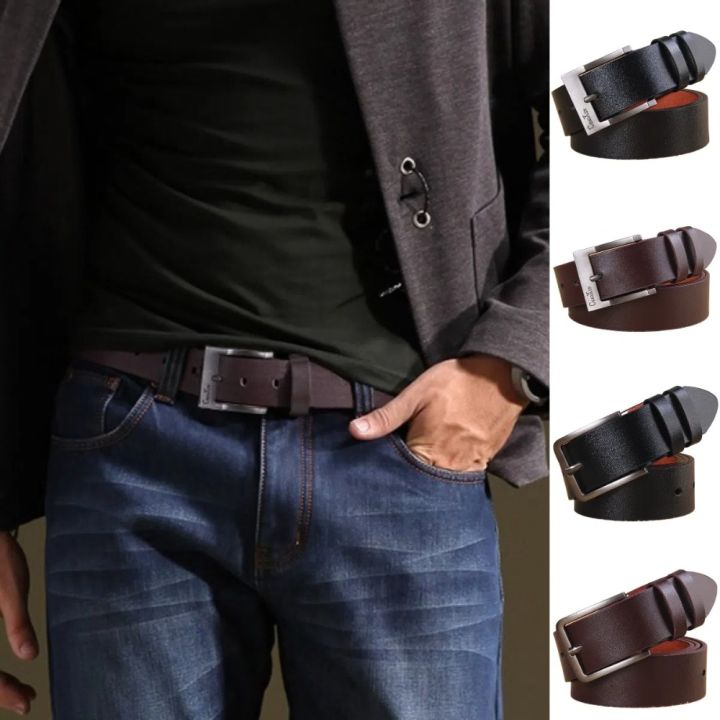 HUGHES PU Men's Waist Belt Adjustable 3.8cm Width Metal Buckle Belt ...