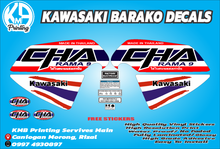 Kawasaki Barako II Cha Rama 9 Design Sticker Decals | Lazada PH