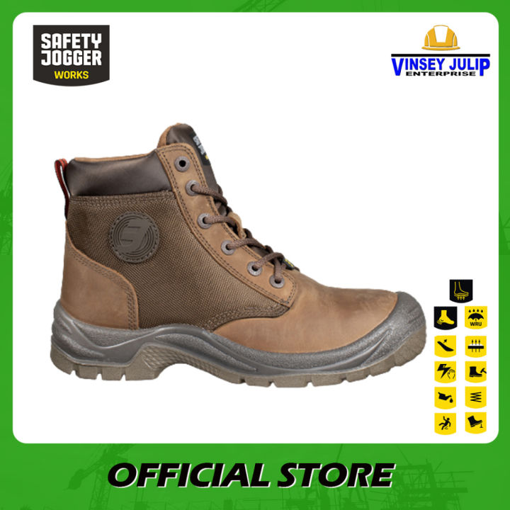 Safety Jogger Dakar Steel Toe Cap and Steel Midsole Safety Shoes For Men High Cut (BROWN ...