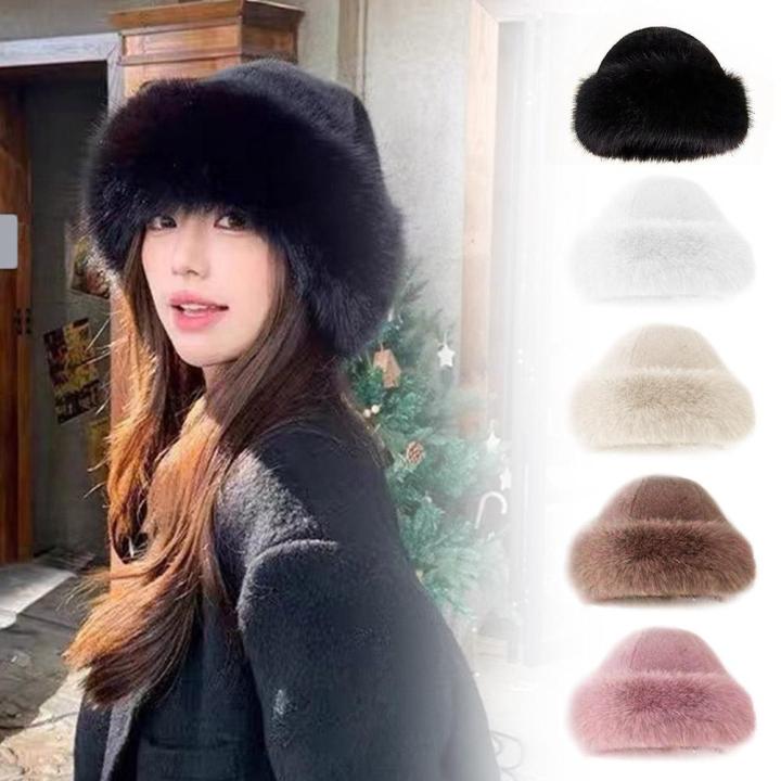 Korean Fur Bucket Hat Binnie Hat Thick Cold Snow Day Mermaid Luxury ...