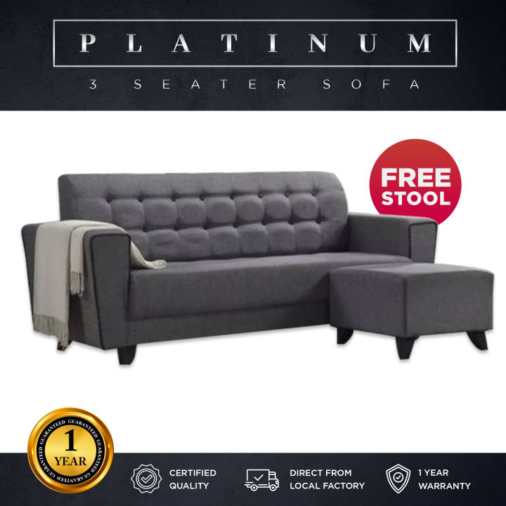 PLATINUM 3 Seater Fabric Sofa *FREE Stool* L Sofa Designer | Lazada