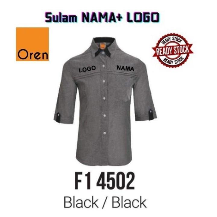 BAJU KORPORATE PEREMPUAN LENGAN TIGA SUKU F14502 BLACK JENAMA OREN ...
