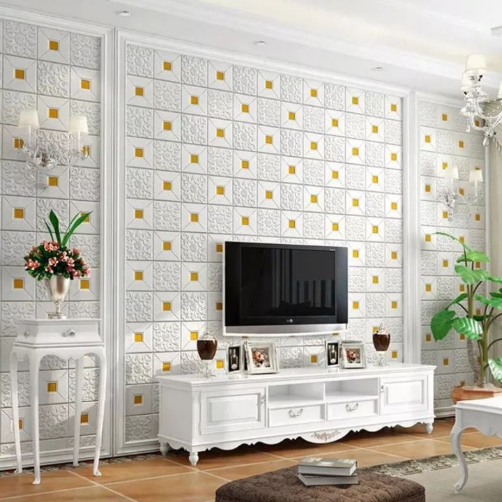 Self-Adhesive Wall Sticker 3D Wallpaper DIY Form Bricks Waterproof Wall ...