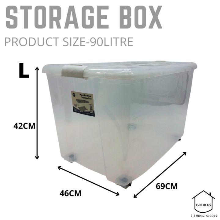 90 LITRE STORAGE BOX TRANSPARENT WITH WHEELS || LARGE CAPACITY || KOTAK ...