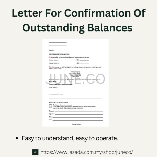 Letter For Confirmation Of Outstanding Balances Surat Untuk Pengesahan ...