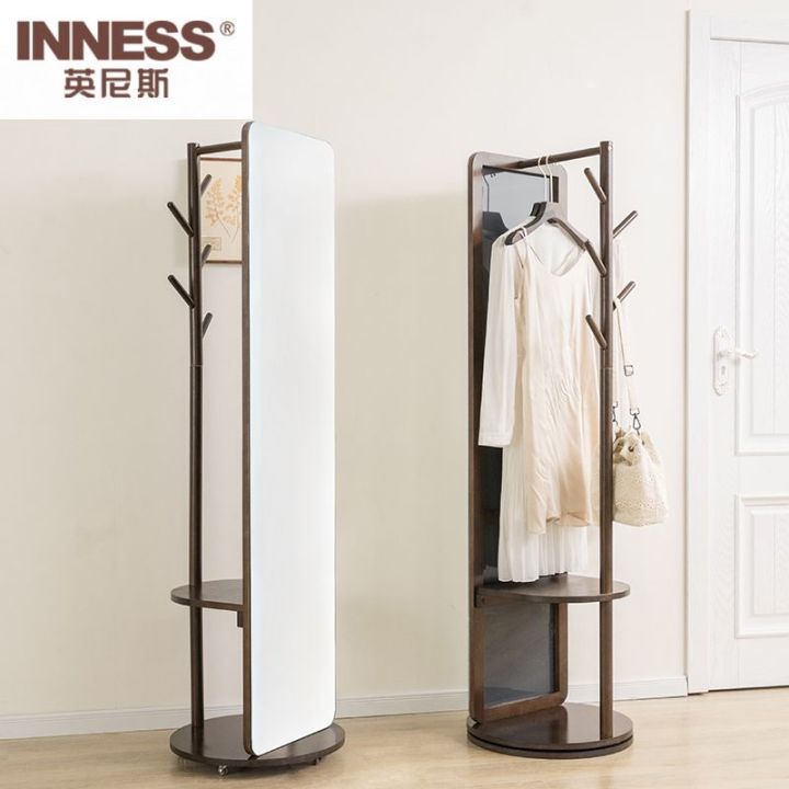 Solid Wood Dressing Mirror Full-Length Mirror Floor Mirror Home Fitting ...
