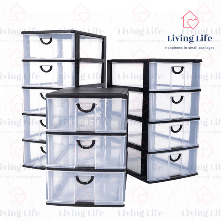 Living Life 3/4/5 Tier Storage Cabinet Drawer Organizer Kitchen Plastik ...