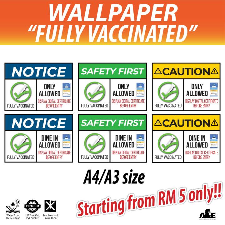 SOP Awareness (Only Fully Vaccinated Entry) - Wallpaper/ Poster [A4 or ...