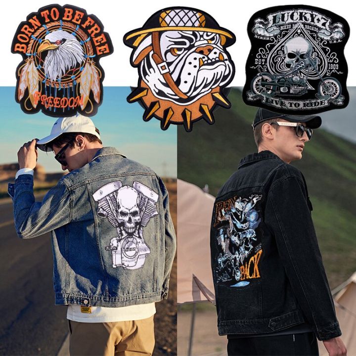 Large Biker Back Patch Embroidered Patches For Clothing Thermoadhesive ...
