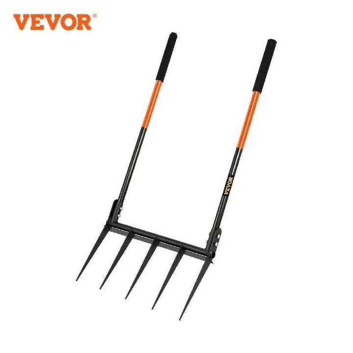 VEVOR Broad Fork Tool 5-6 Tines Hand Tiller Broadfork Cultivation Tool ...