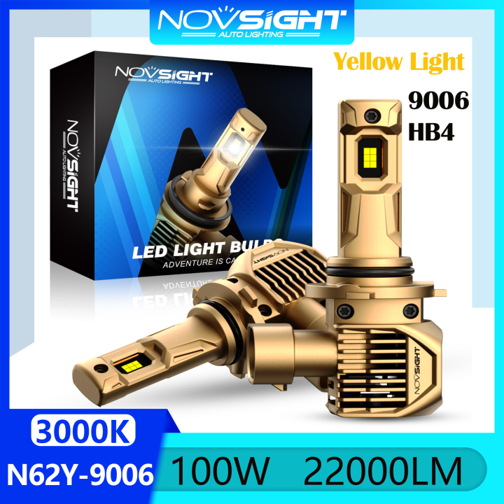 Novsight N62Y HB4 9006 LED Headlight Bulb 3000K Yellow Light Extremely ...