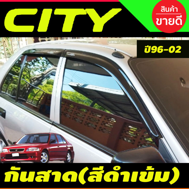 คิ้วกันสาด กันสาด คิ้วกันสาดประตู คิ้ว ดำทึบ ฮอนด้า ซิตี้ TYPE Z Honda City 1996 1997 1998 1999 ...