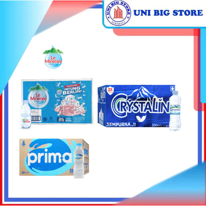 Le Minerale Air Mineral | Prima | Crystallin 330 ml x 24 Botol DUS Carton | Lazada Indonesia