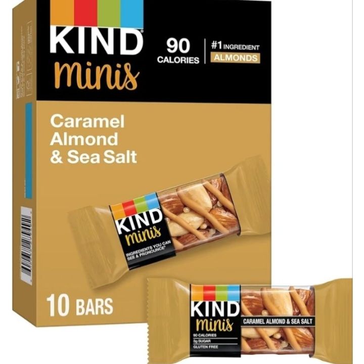 KIND Bars, Minis Dark Chocolate/Caramel Almond Sea Salt, 10 Bars ...