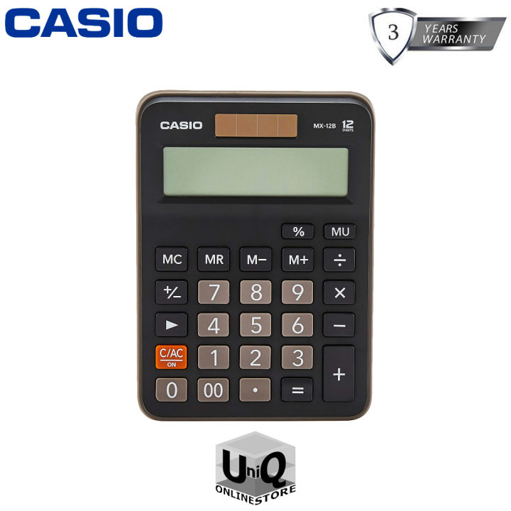 Casio 12 Digits Calculator MX-12B-BK, Mini Desk Type, 12 Digits, Extra ...