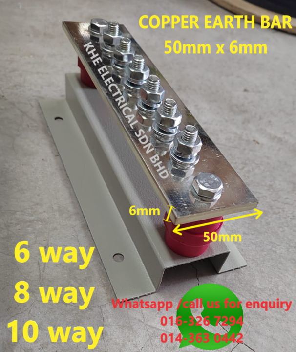 Copper Busbar /Copper Earth Bar 6mm x 50mm 6way/8way/10way | Lazada