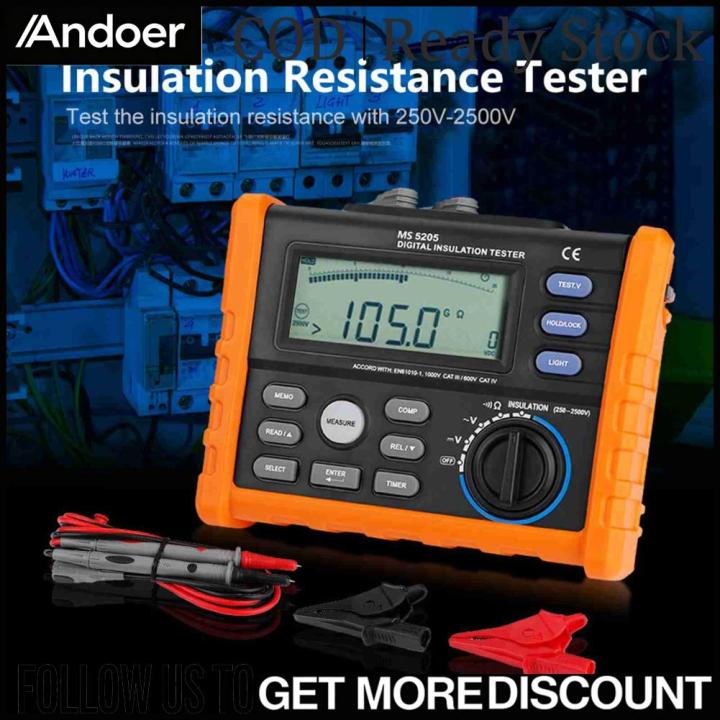 Andoer- Ailgely Insulation Tester PEAKMETER MS5205 Digital Multimeter ...