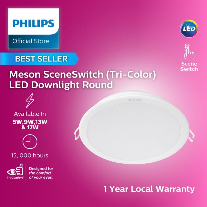 Philips Meson LED Downlight Round Recessed Tri-Color 5W/9W/13W/17W | Lazada PH