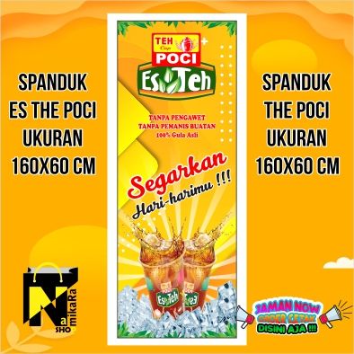 SPANDUK BANNER BACKDROP ES TEH POCI ukuran 1.6x0.6 CM / Banner Minuman ...