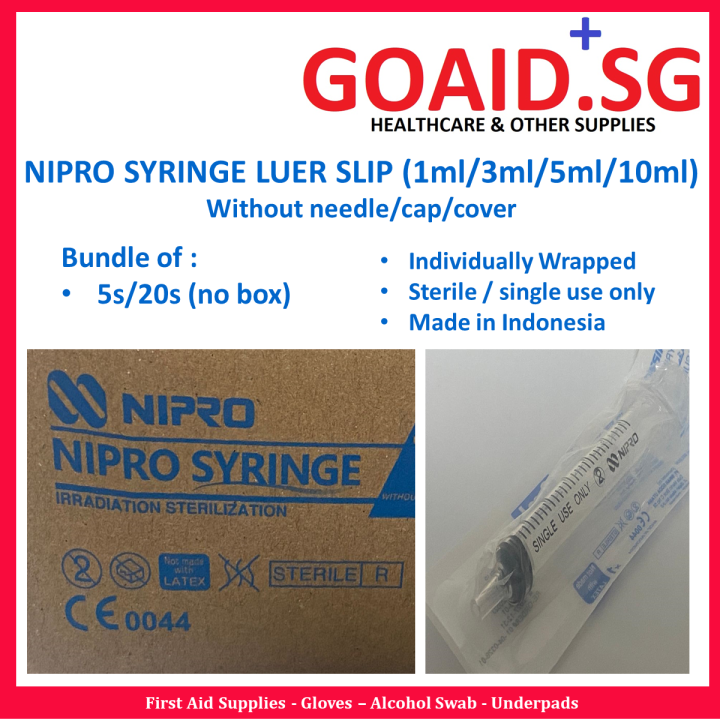 Sterile Nipro Syringe Luer Slip (1ml/3ml/5ml/10ml) without needle/cover/cap | Lazada Singapore