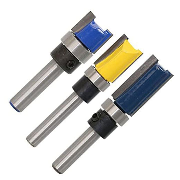 3Pcs 1/4 inch Flush Trim Router Bits Pattern Template Router Bit Set ...