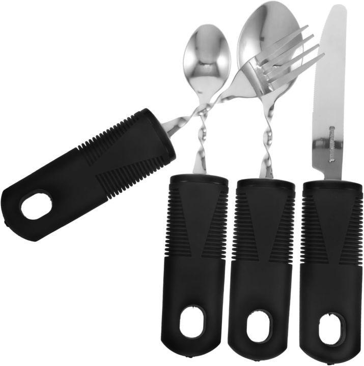 4pcs Adaptive Utensils Elderly Bendable Non- Silverware for Weak Hand ...
