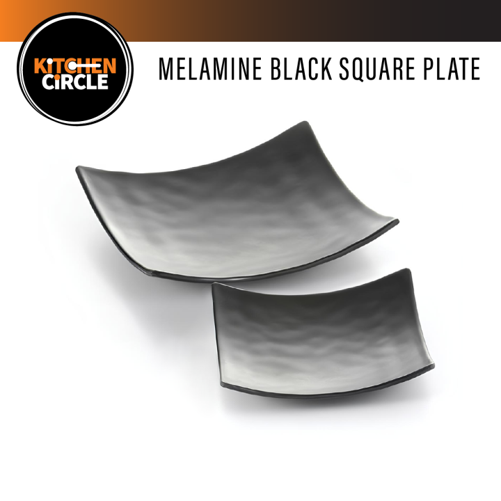 Kitchen Circle Premium Melamine Black Square Plate Dinnerware Durable ...