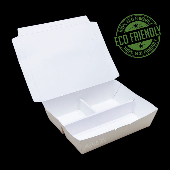 3 compartments Paper Meal Box #2 50pcs | Lazada PH