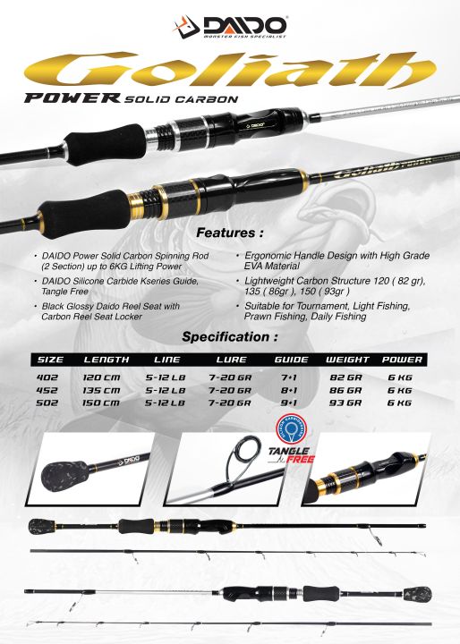 JORAN DAIDO GOLIATH POWER SOLID CARBON 120CM 135CM 150CM | Lazada Indonesia