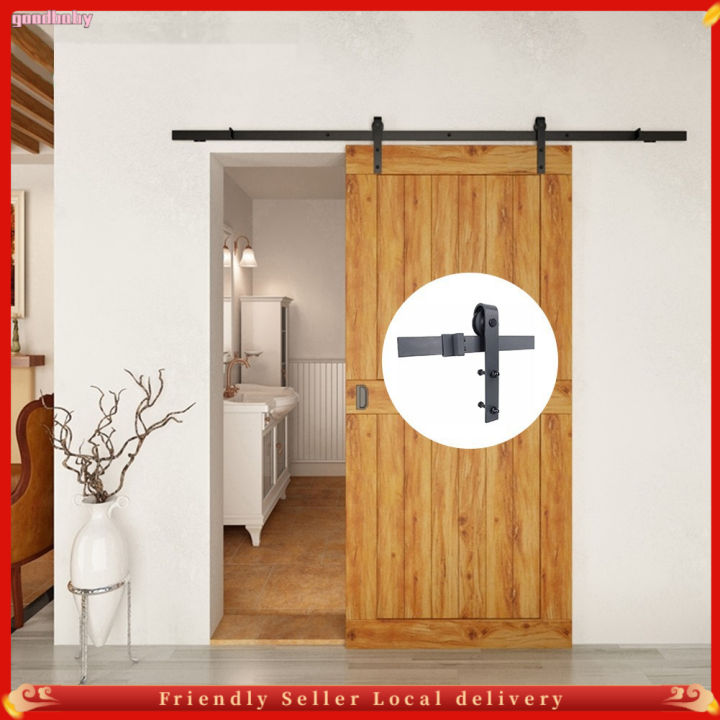 4.9FT/6FT/6.6FT/8FT Carbon Steel Rustic Interior Wood Barn Sliding Door ...