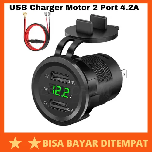 USB Charger Motor 2 Port 4.2A with LED Display Voltmeter / Alat Adapter ...