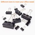 12pcs Black Binder Clips Paper Multipurpose 15mm 19mm 25mm 32mm 41mm ...