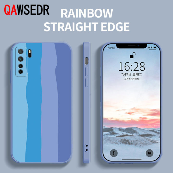 QAWSEDR สำหรับ Huawei Nova 7 Nova 7se 7 Pro Gradient Rainbow Liquid ...
