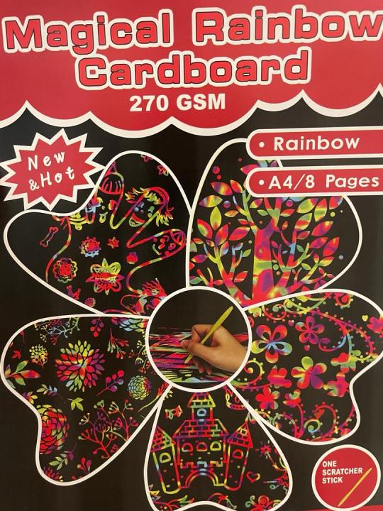 DIY Rainbow Magic Cardboard Scratching drawing paper children A4 Size ...