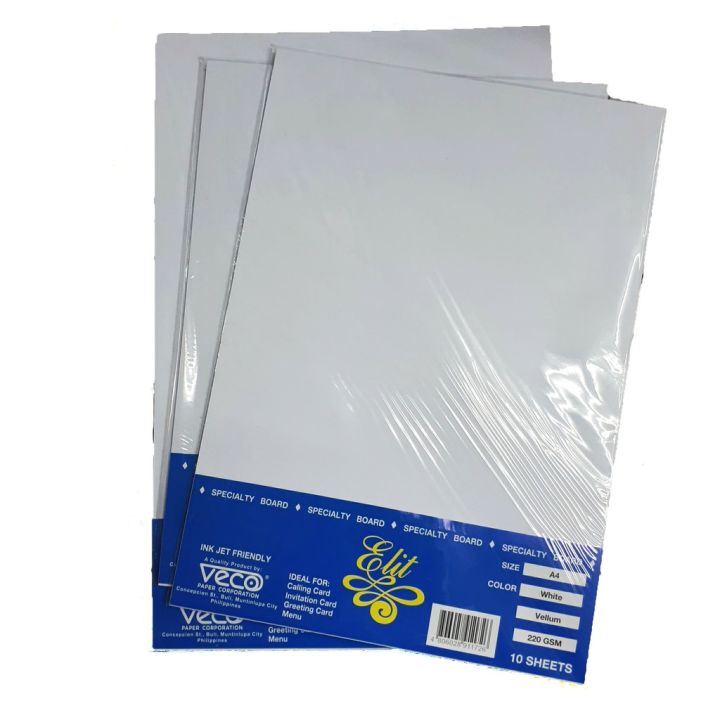 Vellum Board 220gsm Calling Card White 100 sheets per order Veco Elit ...